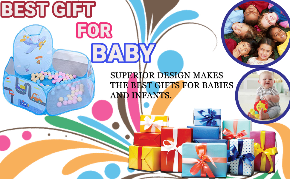 Buy BabyGo Large Pop Up Aeroplane Kids Ball Pit Play Tent with Basketball for Toddlers (Balls ...