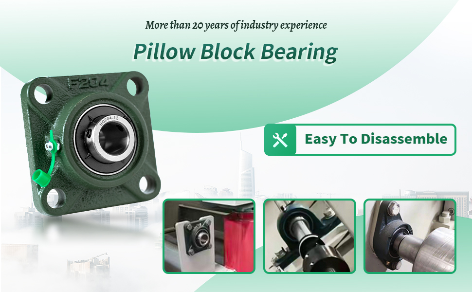 Grewirifc UCF204-12 Pillow Block Bearings (2 Pack) - 3/4 inch Bore, 4 Bolt Flange Mounted, Solid ...