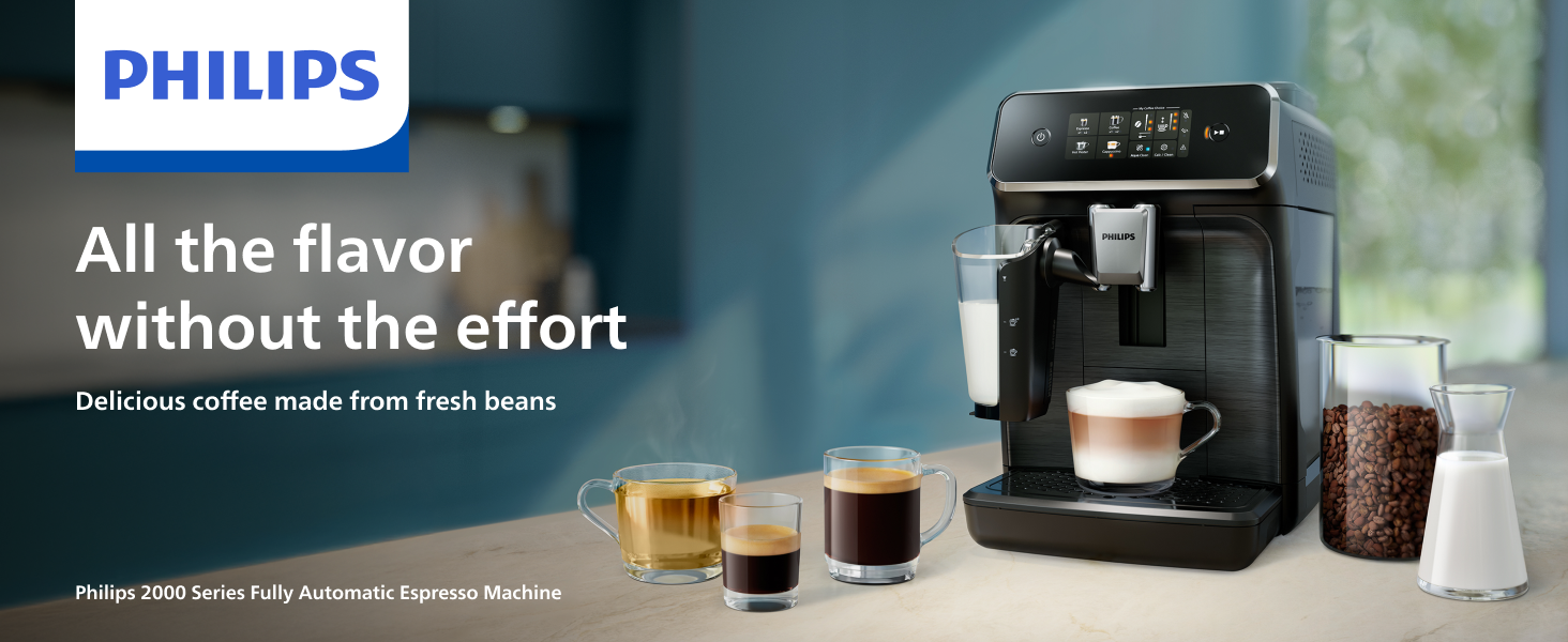 Philips Series 2300 Fully Automatic Espresso Machine - 4 Hot Drinks, Fast Clean, 40% Quieter ...