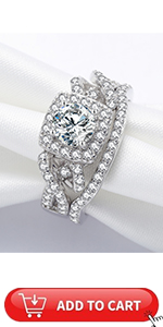 Amazon.com: MABELLA 925 Sterling Silver Cubic Zirconia Princess Cut Women's Wedding Engagement ...