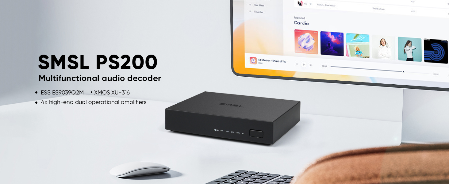 SMSL PS200 ES9039Q2M Multifunctional DAC High-Resolution Audio