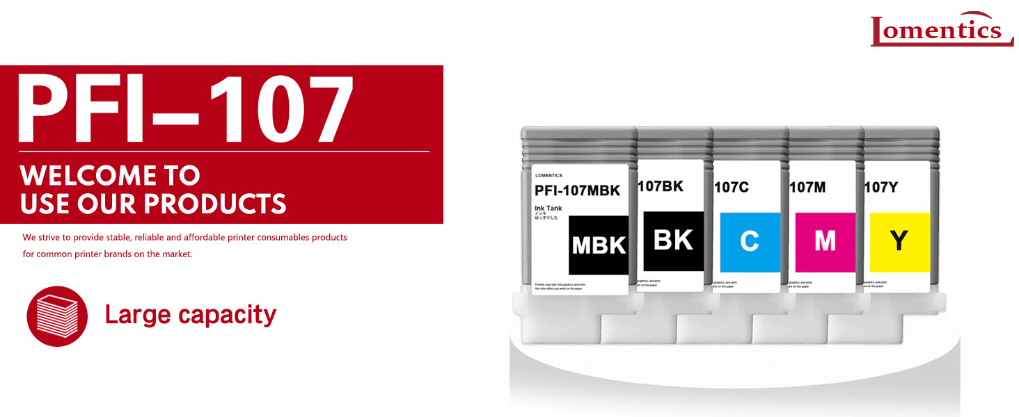 Amazon.com: PFI-107 130-ml Full Color Ink Tank Set(5-Pack,Matte Black/Black/Cyan/Magenta/Yellow ...