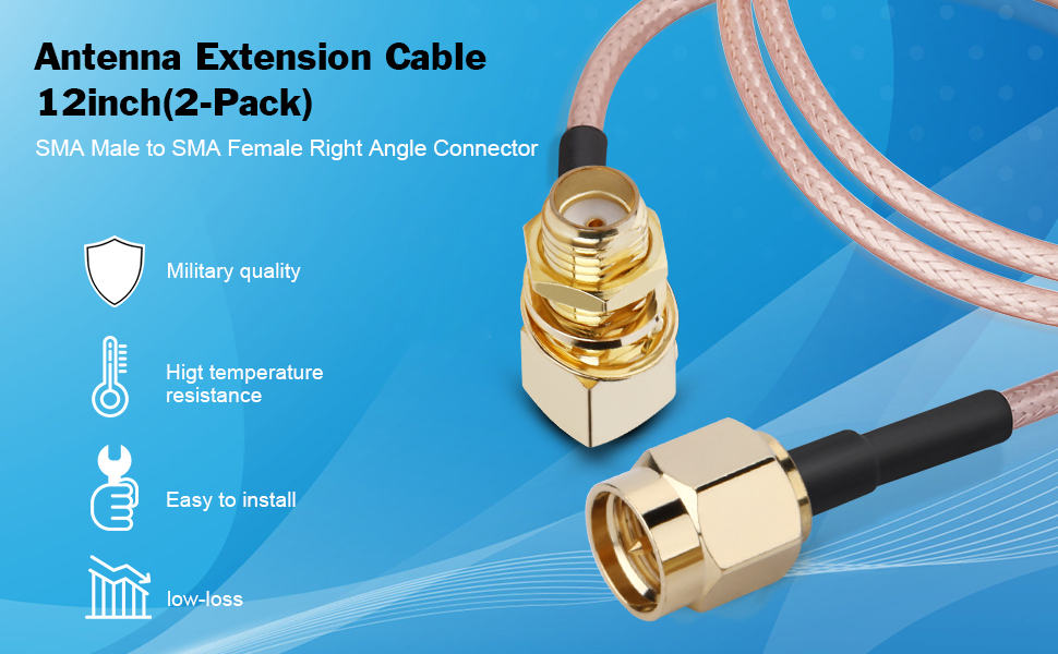 Amazon.com: BLTIATLE SMA Cable 2 Pack 6inch SMA Female Right Angle to SMA Male Antenna Extension ...