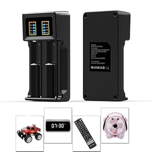 Amazon.com: 18650 Battery Charger, 2-Bay 5V 2A for Rechargeable Batteries 3.7V Li-ion 26650 ...