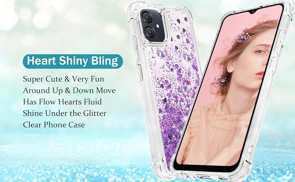 Amazon.com: Dzxouui for Samsung A04E Case with Glass Screen Protector, Women Girls Cute Clear ...