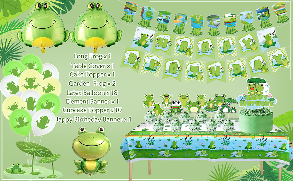 Amazon.com: KEFAN Frog Birthday Party Decorations, Frog Birthday Party ...