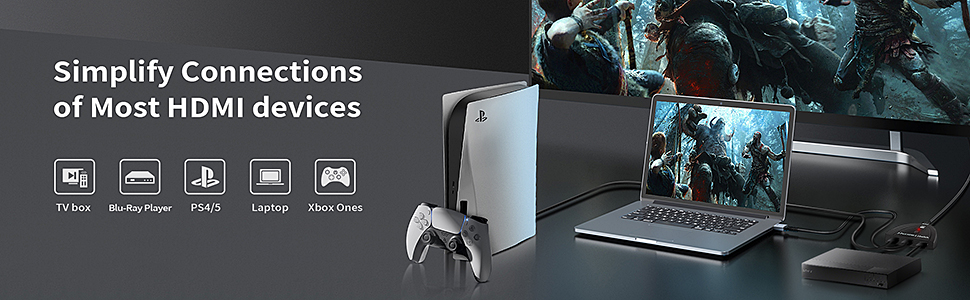 Amazon.com: NEWCARE HDMI Switch 3 in 1 Out, HDMI Switch 4K@120Hz, 3 Port HDMI Switcher Selector ...