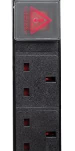 IONZ 6 Way 19" Inch 13A PDU 1U - Surge Protected Horizontal Switched Standardised Power ...
