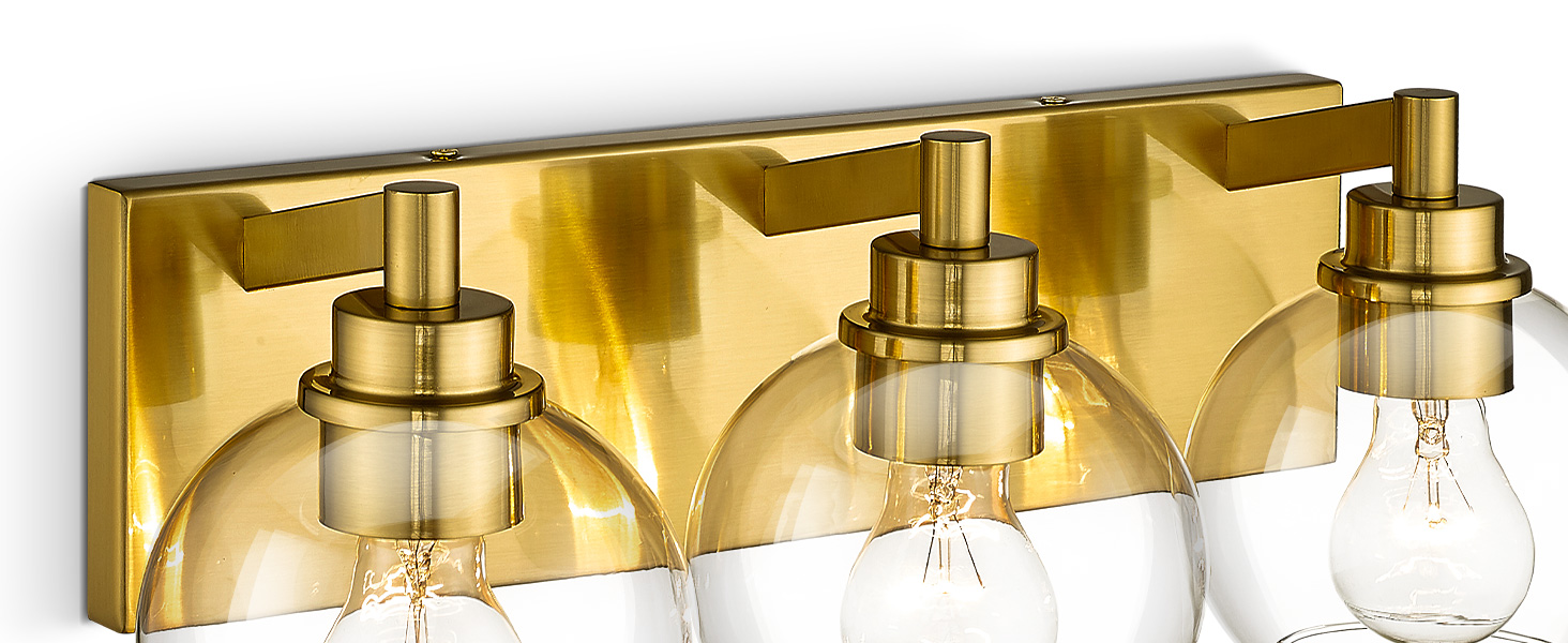 METWET Bathroom Light Fixtures, 3-Light Brushed Gold Vanity Light, Modern Wall Sconces with ...