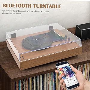 Amazon.com: Vintage 3-Speed Turntable Bluetooth Input Record Player ...