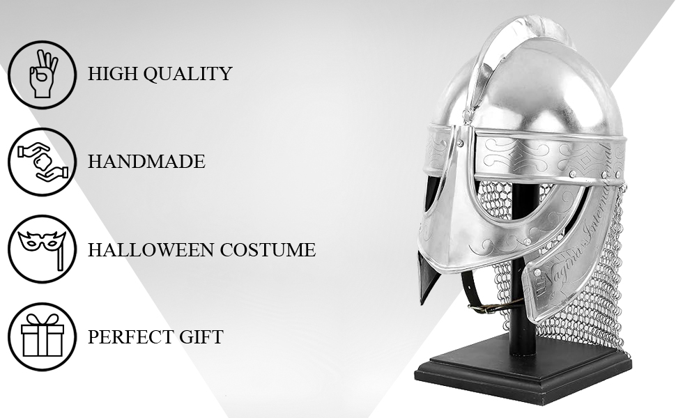 Amazon.com: Nagina International Medieval Barbuta Visored Brushed Steel ...