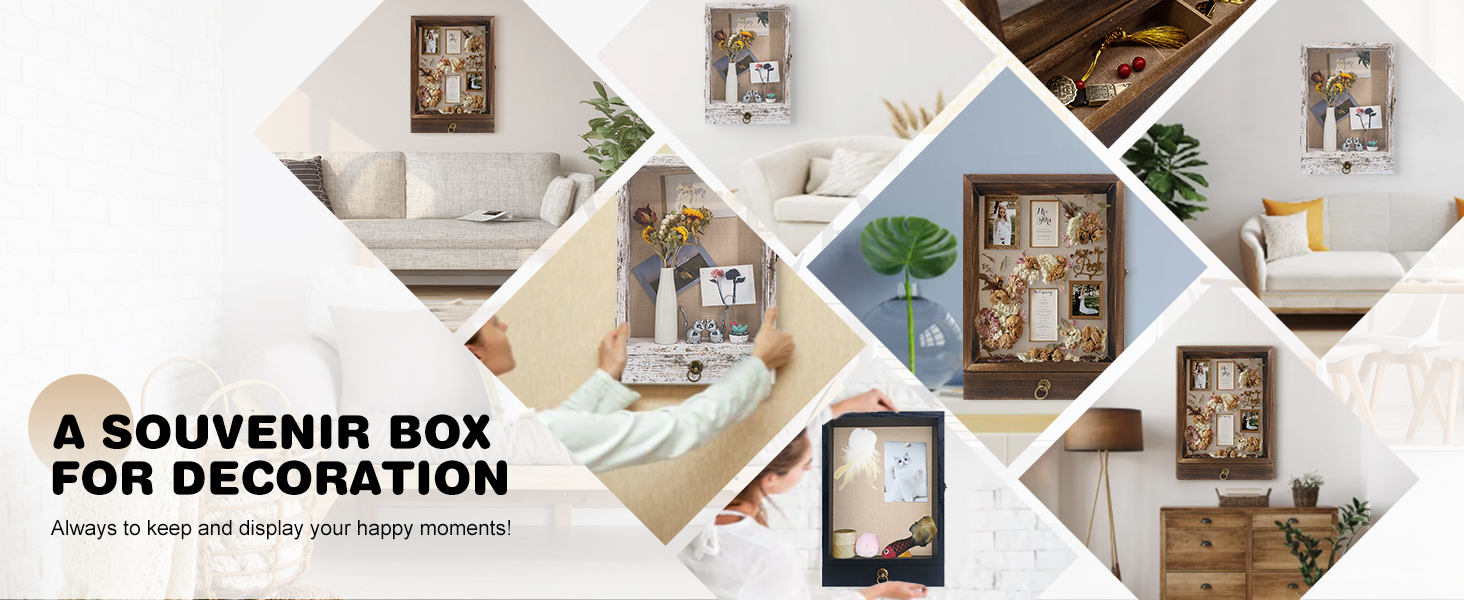 Amazon.com - FramePro 11x16 Deep Shadow Box Frame with Drawer and Soft Line Back, Wooden Display ...