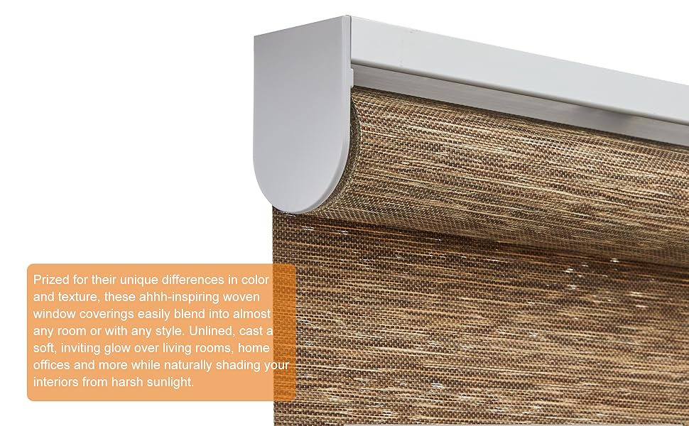 Persilux Custom Size Natural Woven Cordless Roller Shades, Free-Stop Window Shades for Home ...