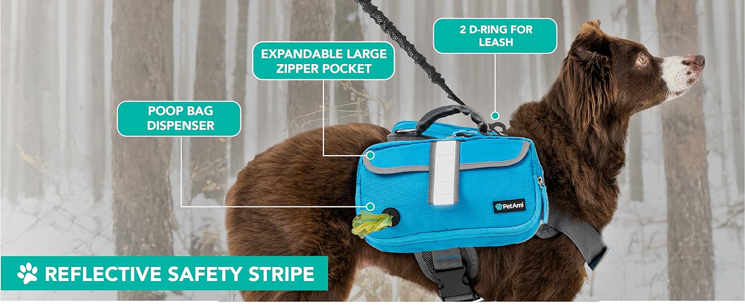 Amazon.com : PetAmi Dog Backpack for Medium & Large Dogs, Saddle Bag for Dogs to Wear for Hiking ...
