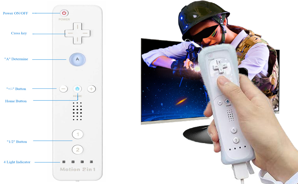 Alivicky Wii Controller, Wireless Wii Remote Controller Motion Plus ...