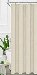 Amazon.com: eachope Extra Long No Hook Tufted Chevron Striped Shower Curtain with Snap-in Fabric ...