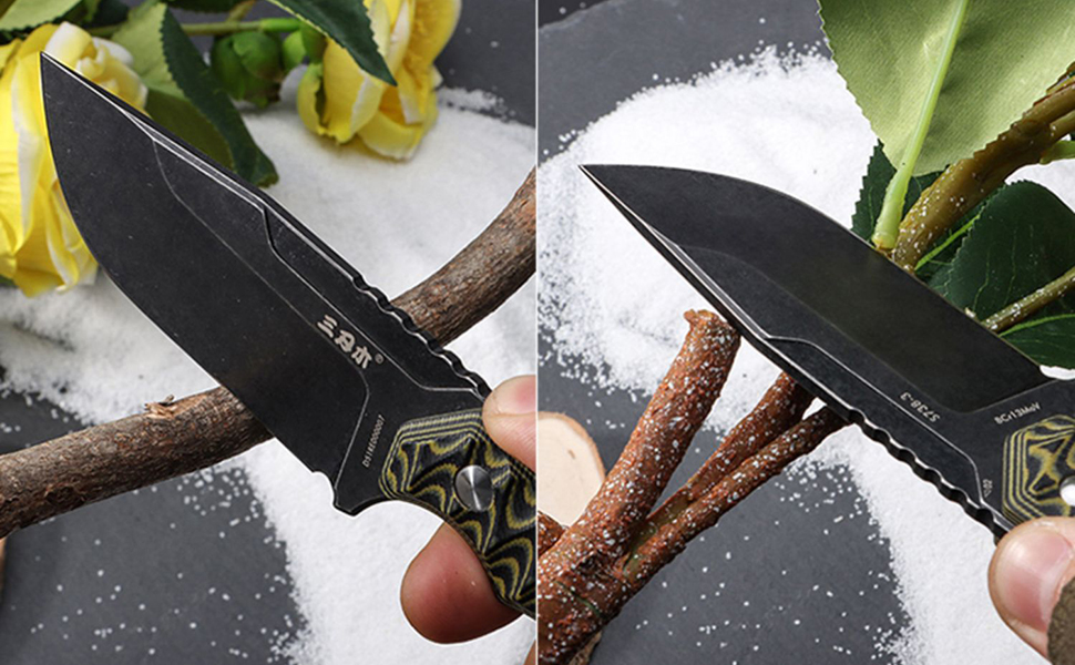 Amazon.com : Sanrenmu Fixed Blade Knife with Sheath Full Tang 3.86“ 8CR13MOV Blade EDC Outdoor ...