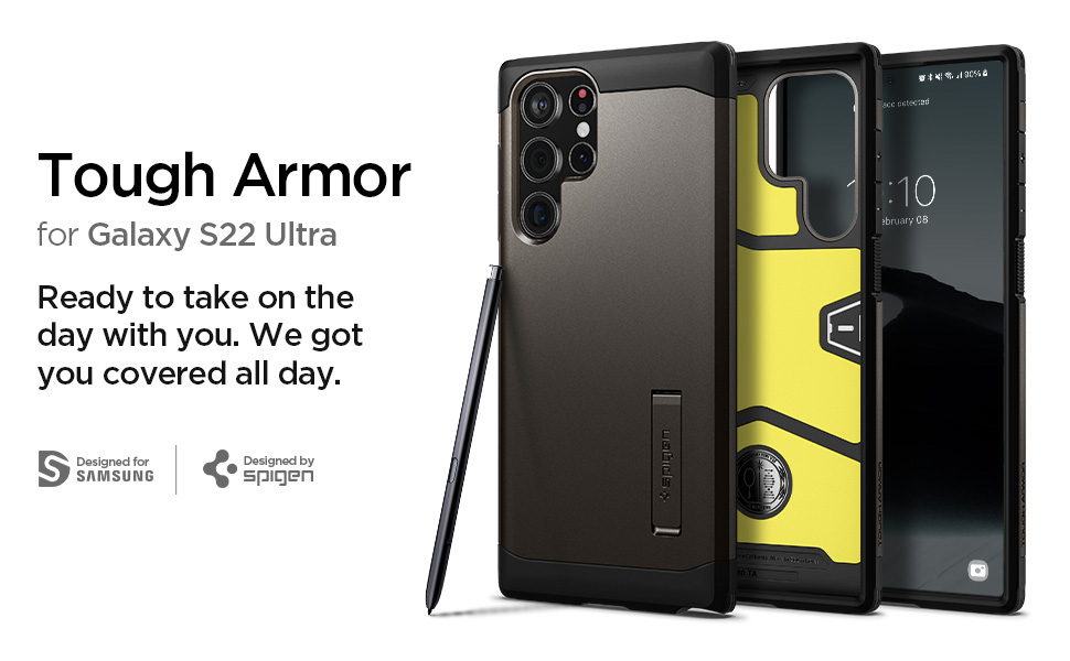 Spigen Tough Armor Case Compatible with Samsung Galaxy S22 Ultra 5G - Gunmetal : Amazon.co.uk ...