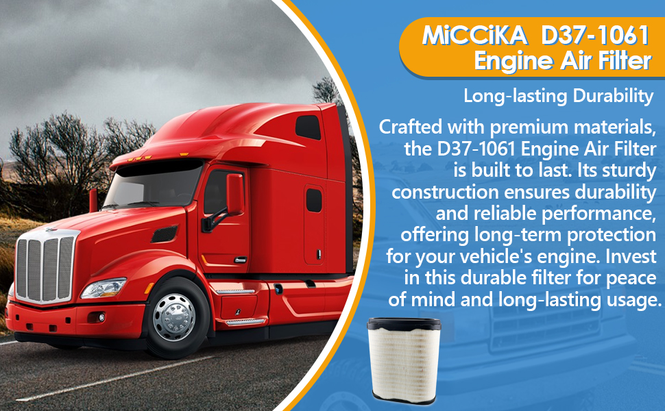 Amazon.com: MICCiKA D37-1061 Engine Air Filter for 2023 Kenworth T680 and 2023 Peterbilt 579 ...