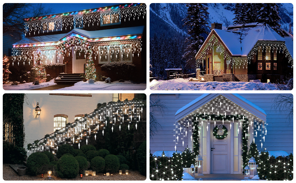 Icicle Outdoor Christmas Lights,10M/33FT 270 LED Icicle Lights with 45 ...
