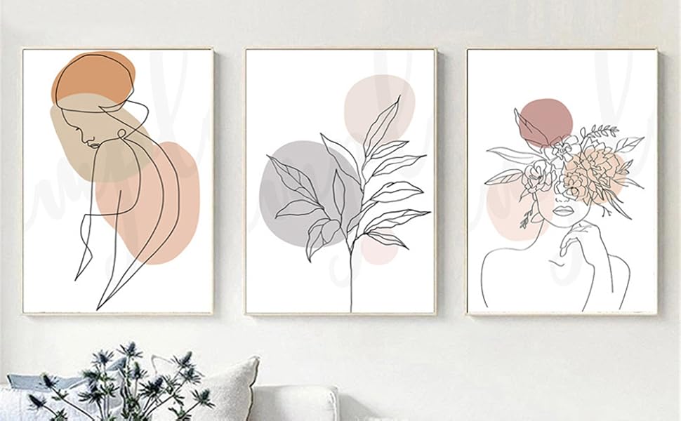 Amazon.de: TROYSINC 3er Poster Set, Premium Abstrakte Leinwandbilder, Kunst Line Beige ...