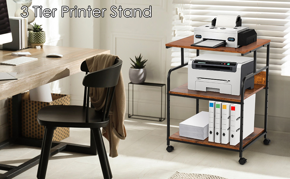 Amazon.com: usego Printer Stand 3 Tier Printer Stand with Wheels Large ...