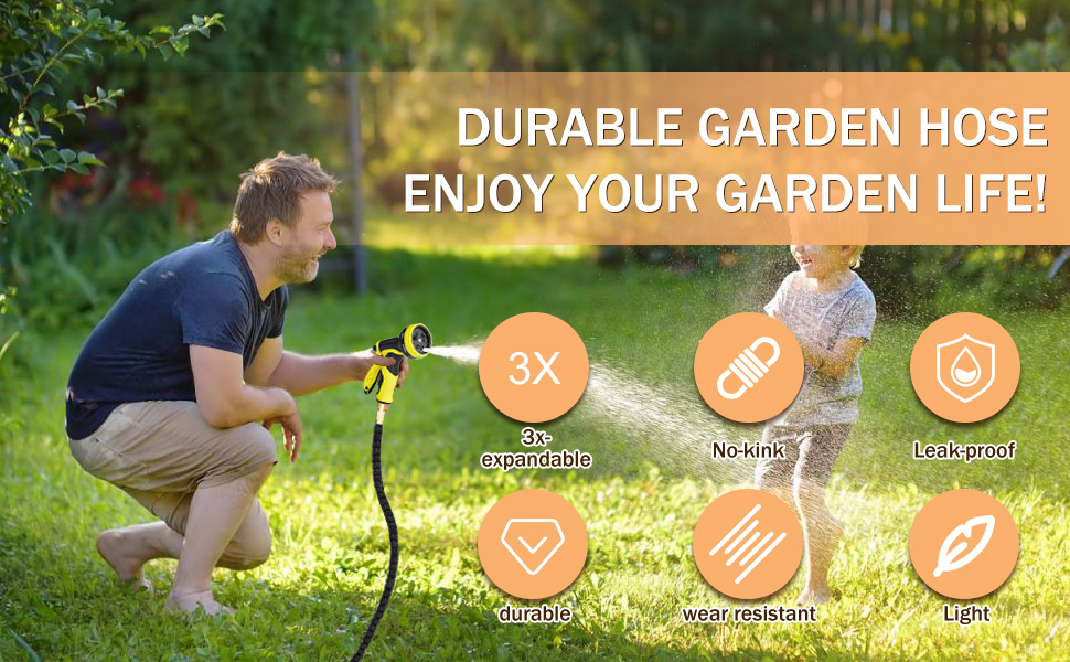 50 ft Water Hose Garden Hose,Leak-Proof Flexible Garden Hose, Expandable Retractable Hose with ...