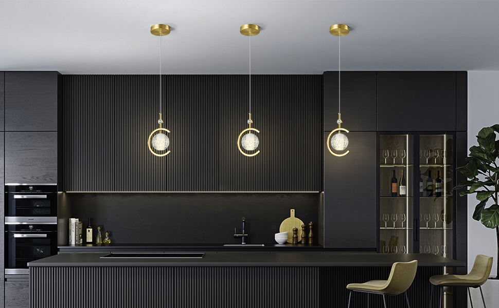 BNHHLZ Glass Globe Pendant Lights Kitchen Island Gold Pendant Light ...