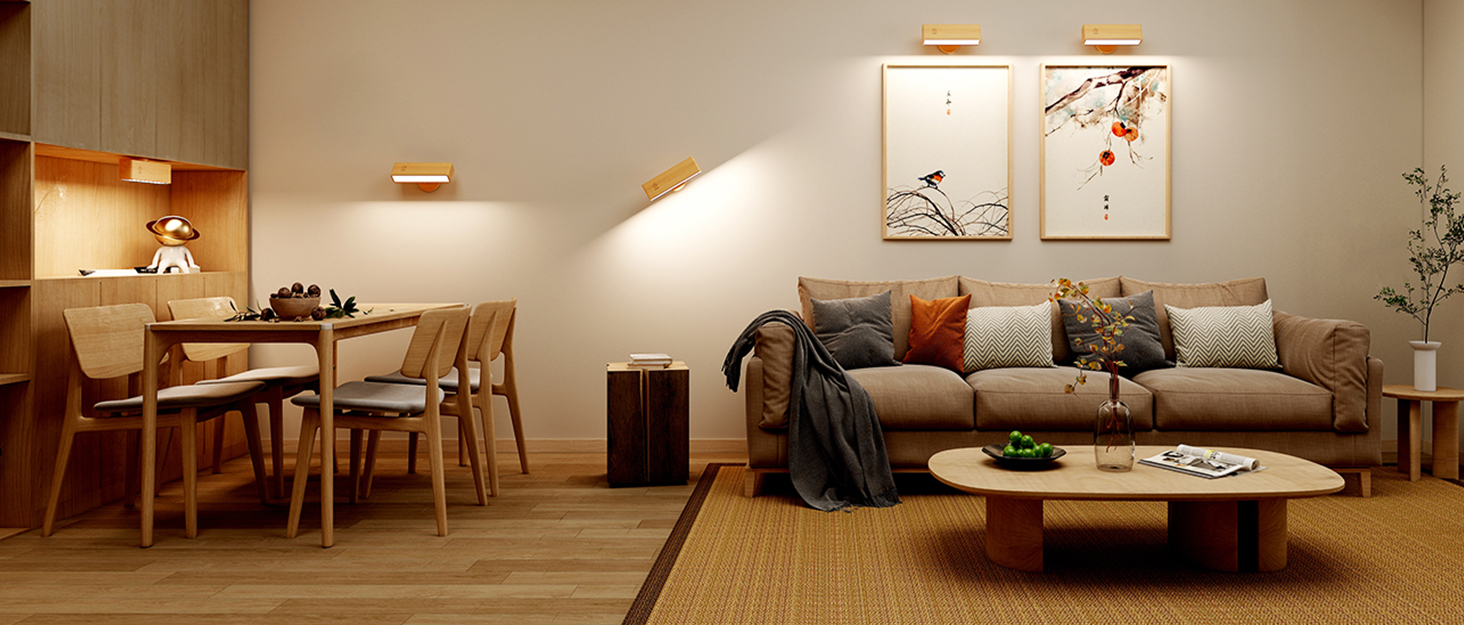 DetarZinLED Battery Operated Wall Sconces Set of 2,Rechargeable Wall Lights Wood,Stick On Wall ...