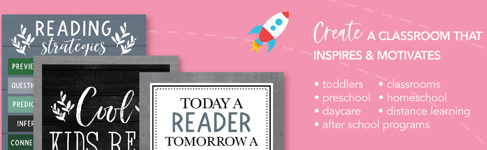 Amazon.com : Hadley Designs 6 Farmhouse Reading Posters For Classroom ...