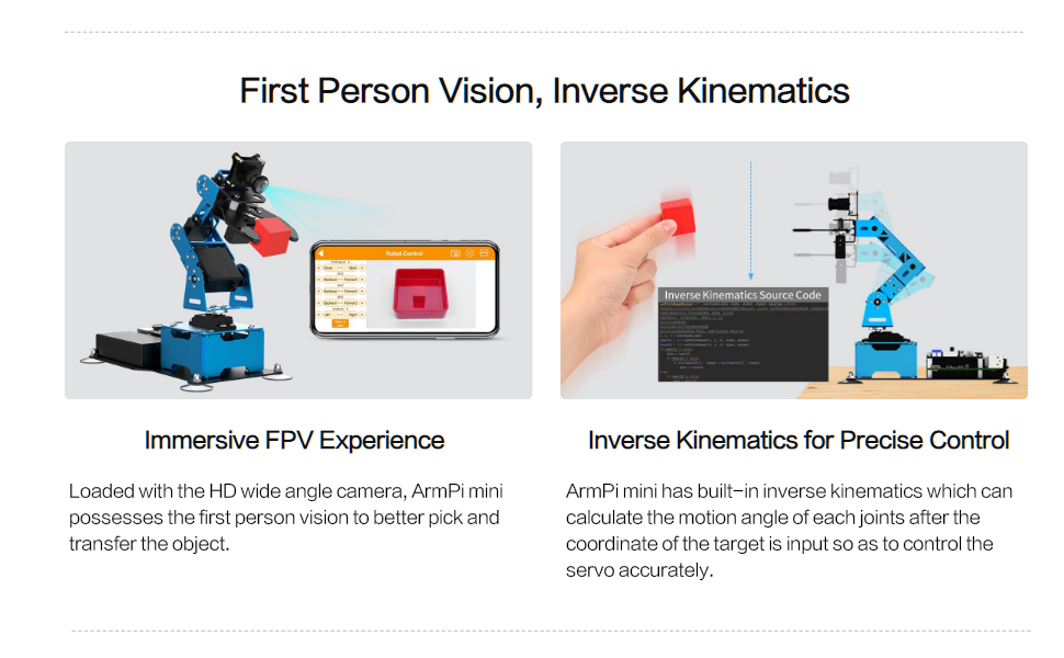 LewanSoul Raspberry Pi AI Vision Robotic Arm 5 DOF Mini Programmable ...