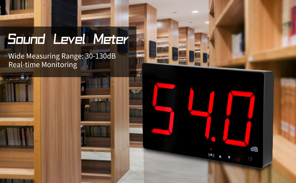Sound Level Meter, 30~130db 9.6" LCD Display Wall Hanging Decibel Noise ...