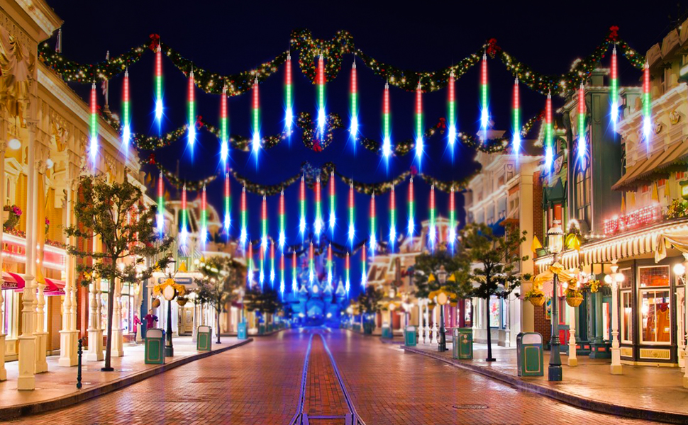 Number-one Meteor Shower Lights, LED Falling Rain Lights 30cm 8 Tube ...