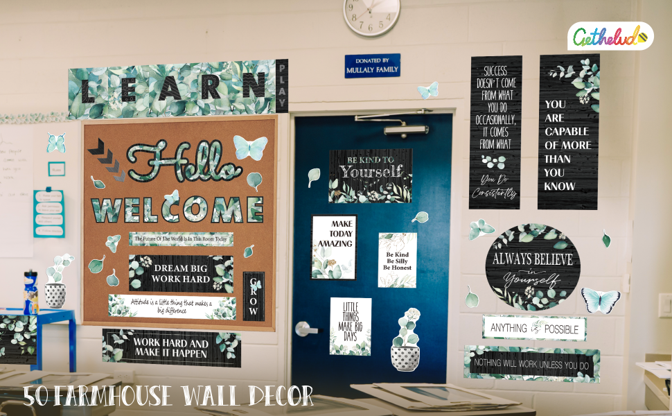 Amazon.com : 50PCS Modern Farmhouse Bulletin Board Decor, Inspirational ...