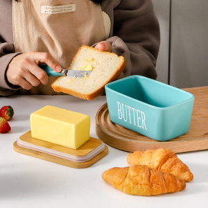 Amazon.com | Hasense Porcelain Butter Dish with Lid for Countertop, Large Ceramic Butter Dish ...