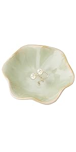 Ceramic jewelry dish,gifts for women her leaf jewelry Plate trinket key tray small ring dish ...