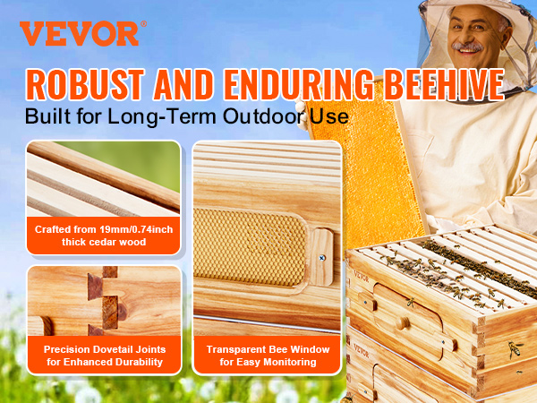 Mua 10 Frame Medium Super Bee Hive Box, Bee Box Dipped in 100% Beeswax, Langstroth Beehive Kit ...