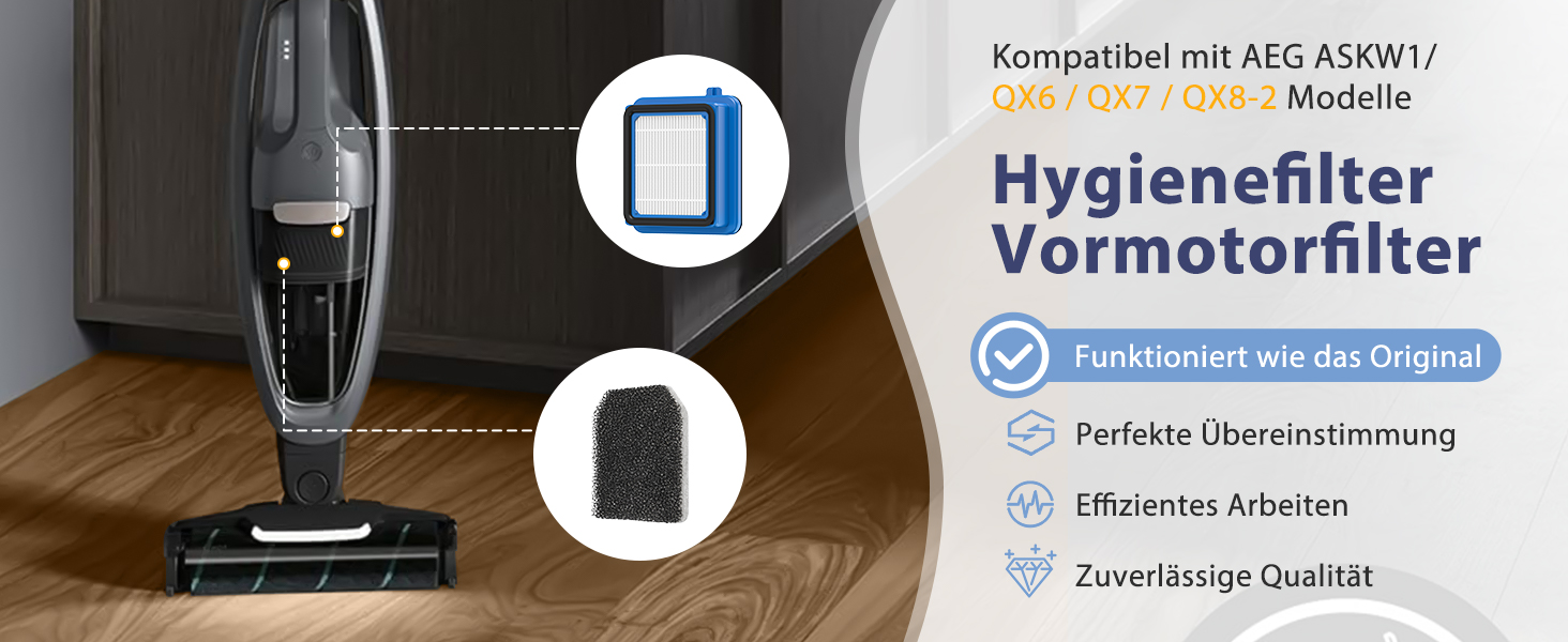 Amazon.de: 8 Stück QX7 Filter für AEG -Filter Zubehör Set für AEG QX6 QX7 QX8-2 ASKW1 ...