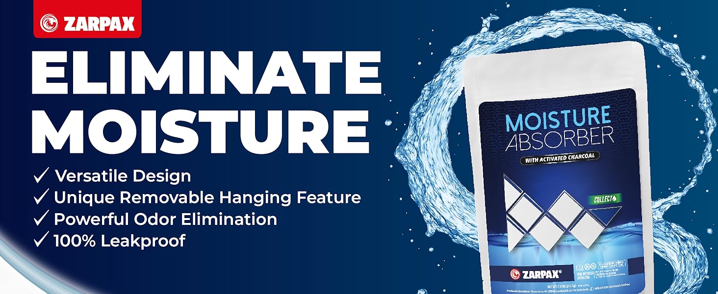 Amazon.com: Zarpax Moisture Absorber Sachets Activated Charcoal 7.5 oz/212g - Remove Excess ...