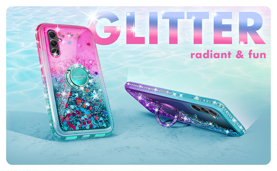 Amazon.com: Silverback for Galaxy A54 5G Phone Case, Moving Liquid Holographic Sparkle Glitter ...