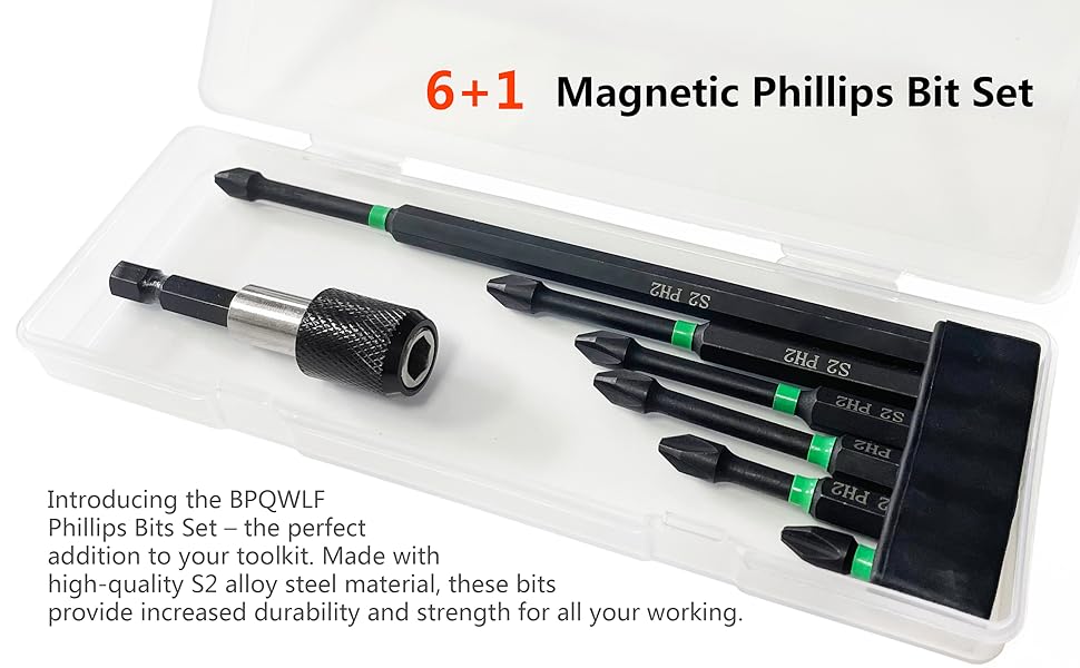 Magnetic Phillips Bits Set - BPQWLF Phillips Bits #2 Impact Magnetic, Magnetic Phillips Head ...