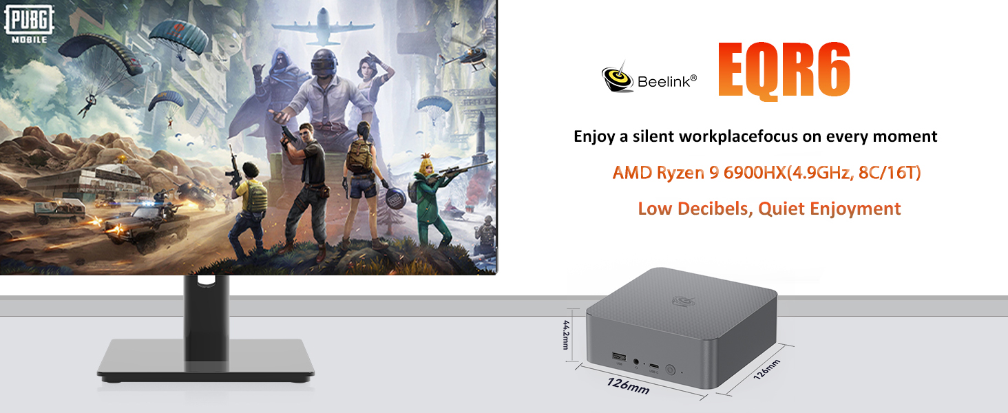 Beelink EQR6 Mini PC, AMD Ryzen 9 6900HX (8C/16T up to 4.9Ghz), 32G ...