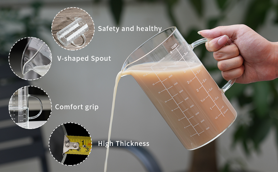 Amazon.com: Glass Measuring Cup, [Insulated handle, V-Shaped Spout ...