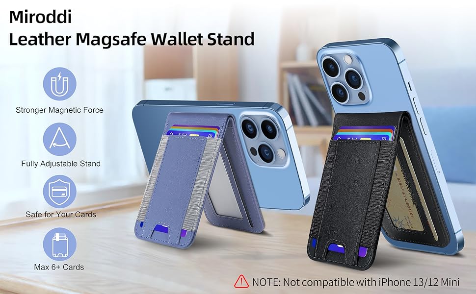 Amazon.com: Miroddi for MagSafe Wallet, Upgraded Magnetic Phone Wallet with Adjustable Stand ...