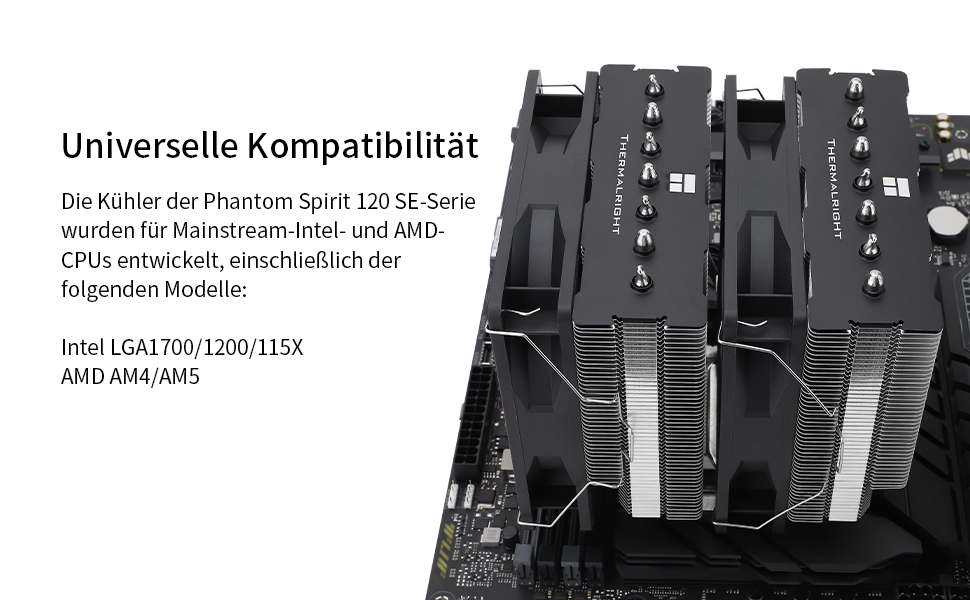 Thermalright Phantom Spirit 120 SE Enfriador de aire para CPU 7 heatpipes, doble 120 mm ...