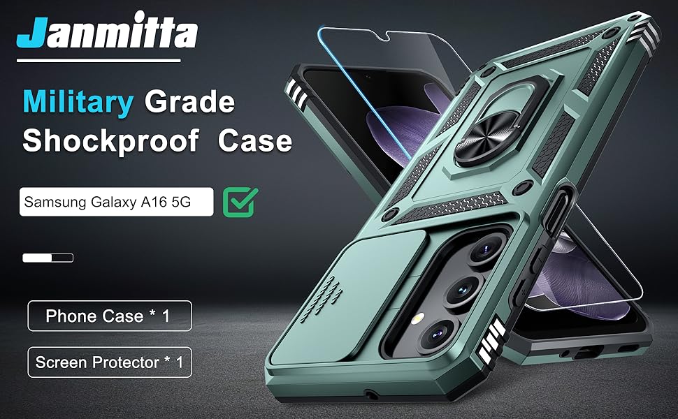 Amazon.com: Janmitta Compatible with Samsung Galaxy A16 5G/4G Case Built in Slide Camera Lens ...