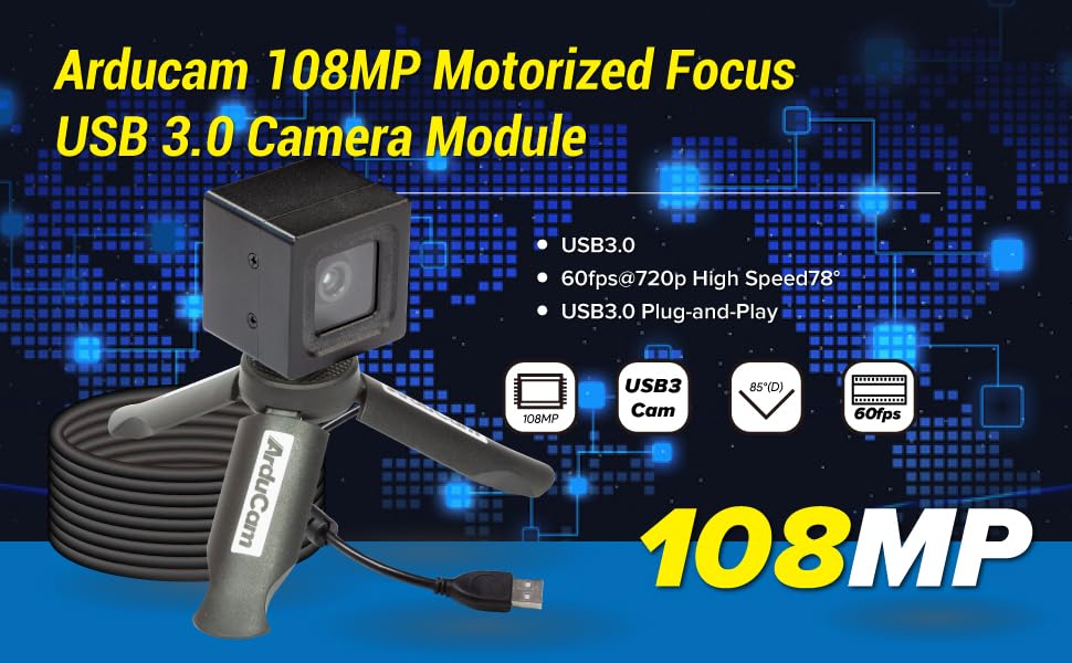 Amazon.com: Arducam USB 3.0 Camera. 108MP Ultra High Resolution USB Camera Module, 60fps@720p ...