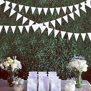 Amazon.com: 40 Ft White Party Decorations Triangle Pennant Banner ...