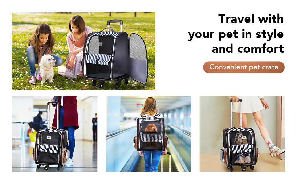 Amazon.com : Lekebobor Wheeled Pet Carrier Backpack Pet Rolling Carrier Backpack for Small Dogs ...