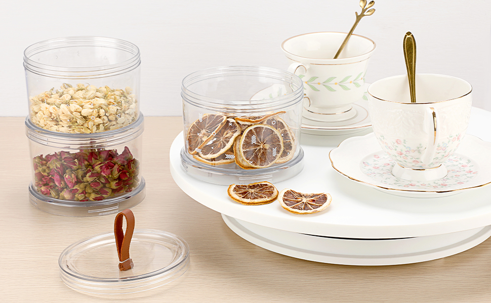 Amazon.com: BSTKEY 3 Tier Decorative Round Storage Jars with Lids ...